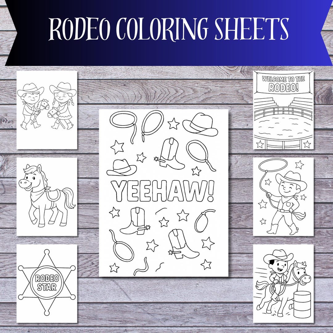 Rodeo Coloring Pages – Printable PDF Bundle | Cowboy, Cowgirl, Horse ...