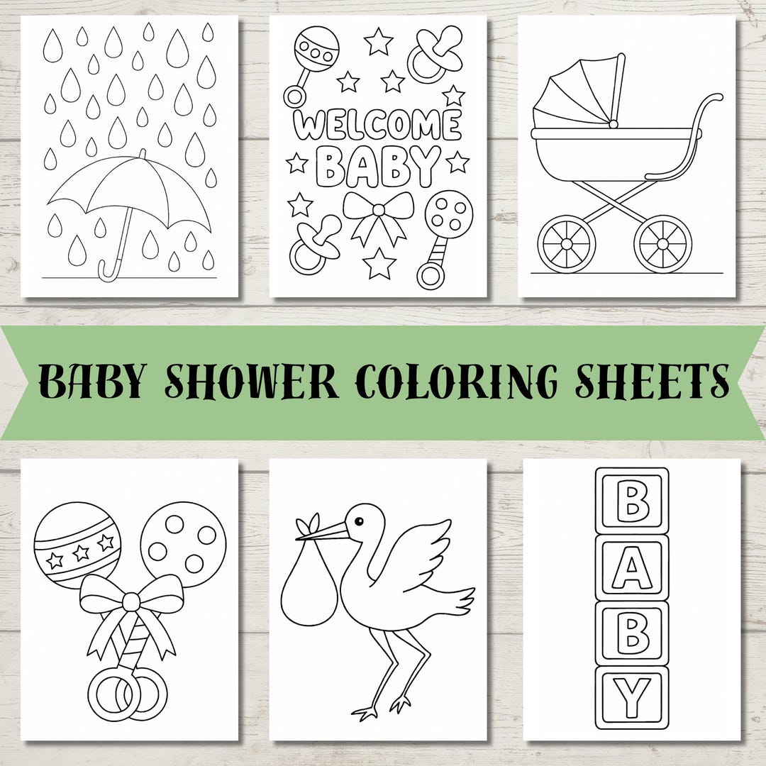 Classic Baby Shower Coloring Pages | Welcome Baby Party Activity Sheets ...