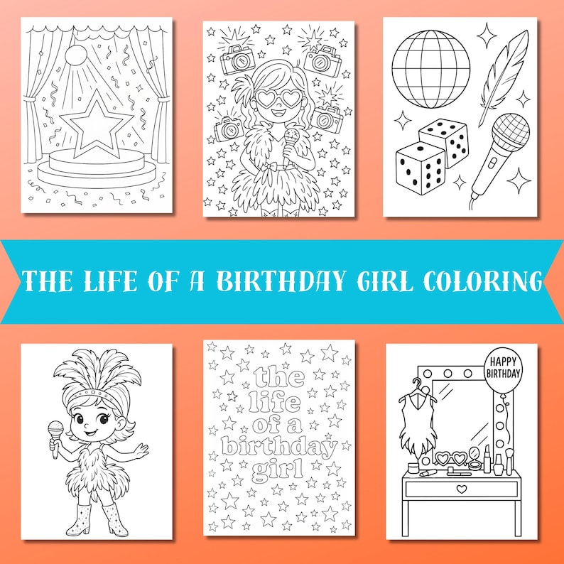 The Life of a Birthday Girl Coloring Pages | Printable PDF Set | Kids ...