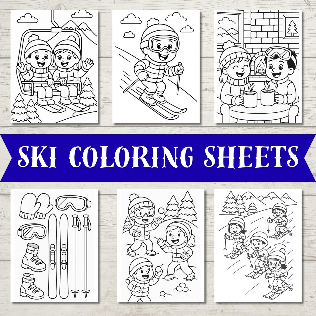 Ski Coloring Pages for Kids | Winter Sports Printable | Skiing & Snow ...