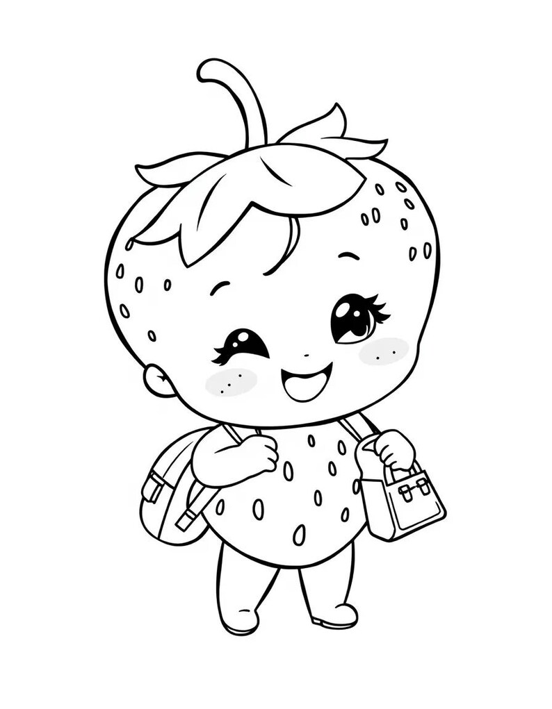 Coloring Pages for Kids – Strawberry Girl, Fun Printable Activity ...
