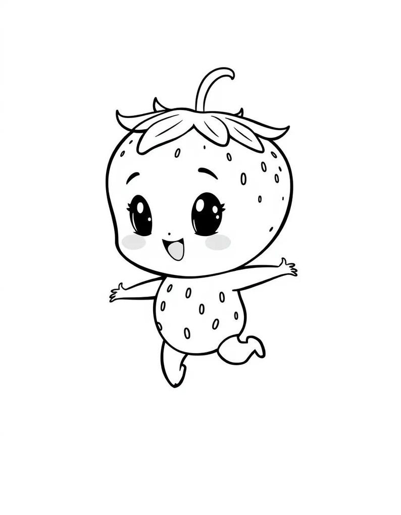 Coloring Pages for Kids – Strawberry Girl, Fun Printable Activity ...