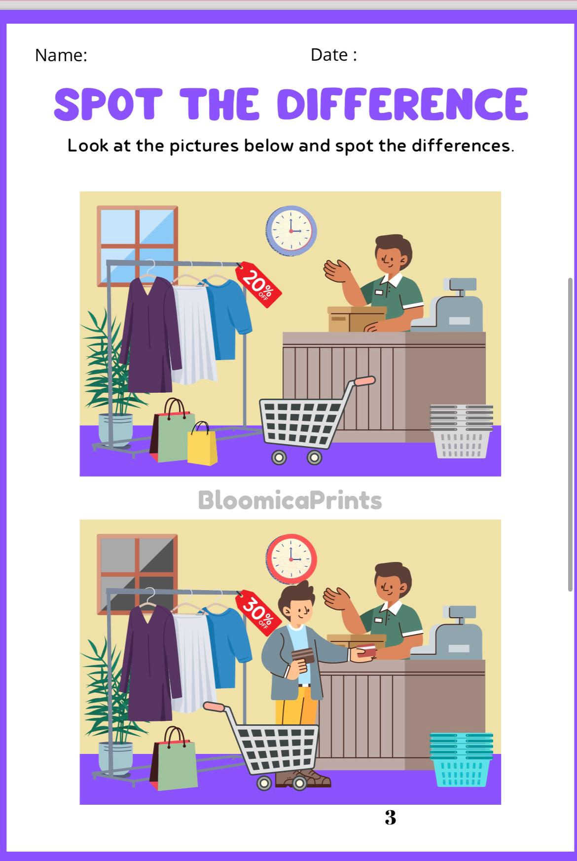 Spot the Difference Printable Worksheets – Summer, School, Playground ...