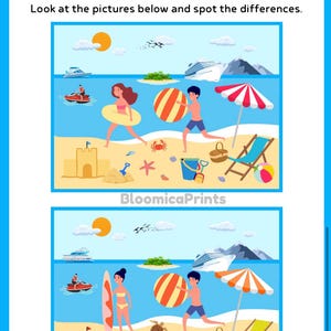 Spot the Difference Printable Worksheets – Summer, School, Playground ...
