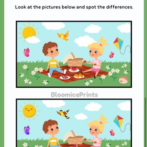 Spot the Difference Printable Worksheets – Summer, School, Playground Themes – Fun Activities ...