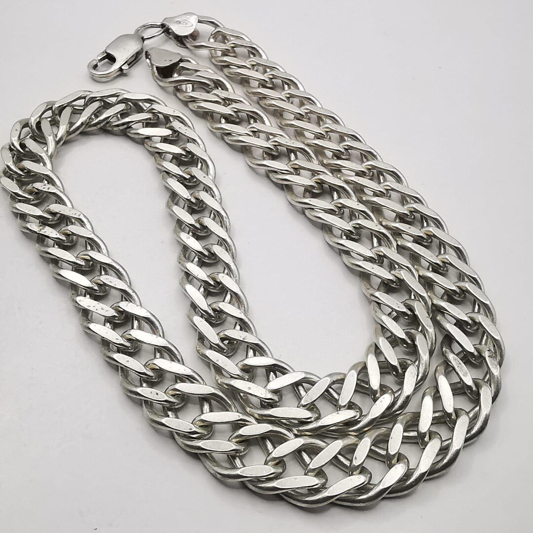 Vintage Sterling Silver 925 Chain Necklace Signed Heavy Solid Silver ...
