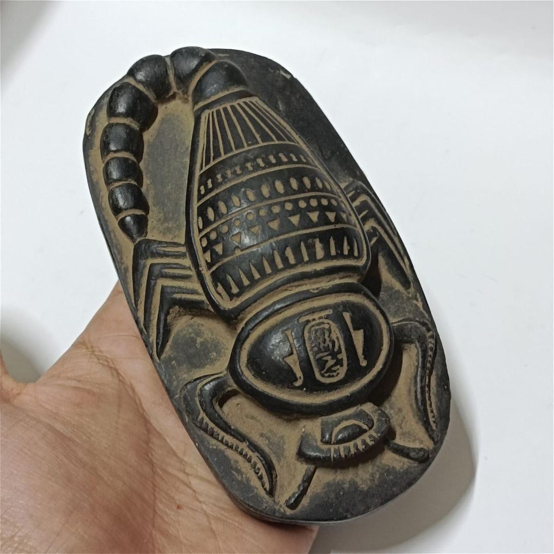 Ancient Egyptian Scarab Artifact Style Handmade Stone Carving With ...