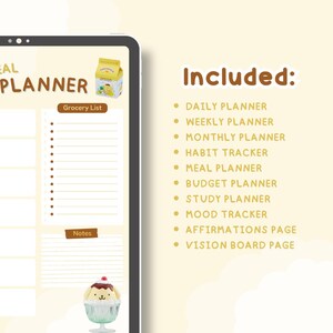 Cute Yellow Digital Planner Kawaii Goodnotes Journal With Daily Weekly ...