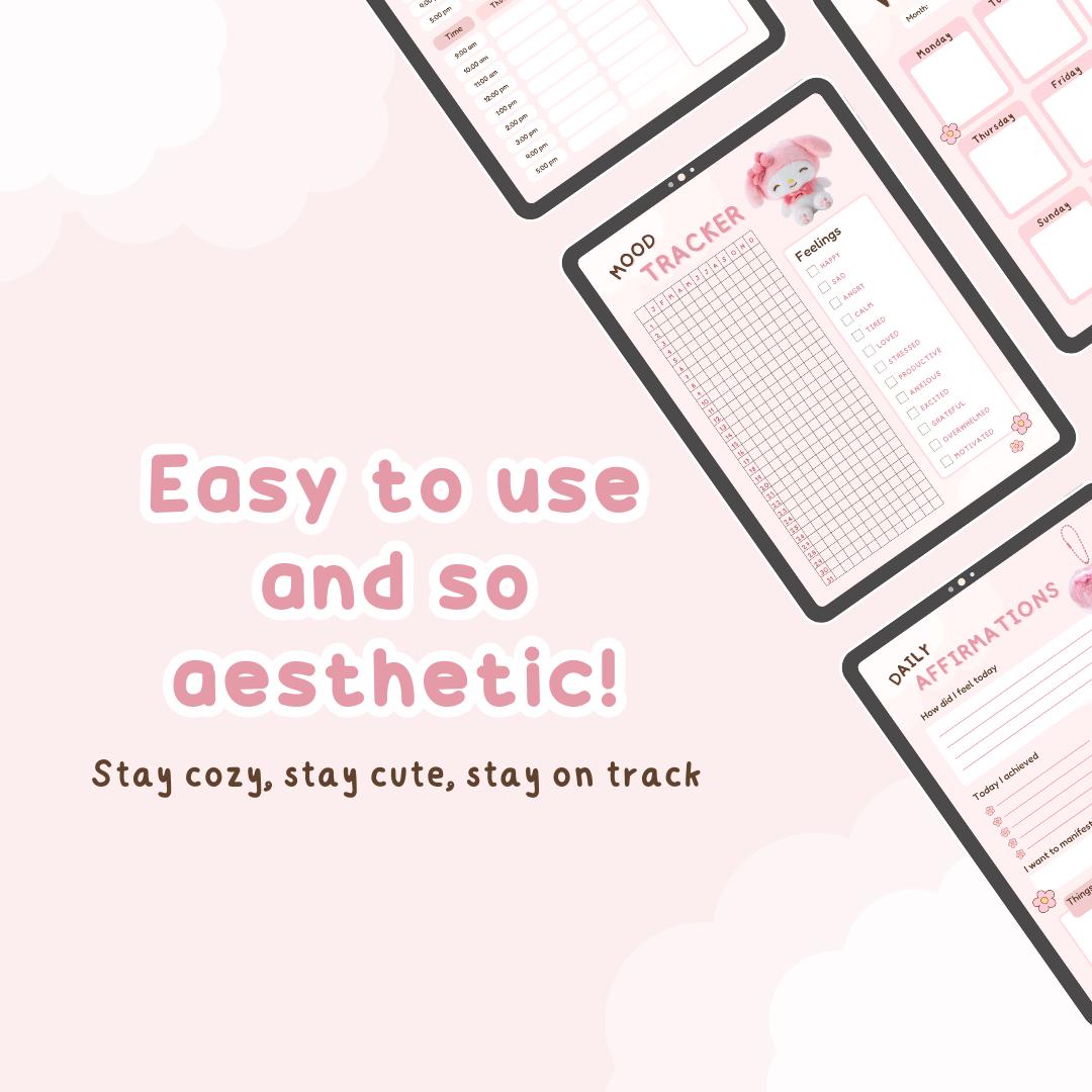 Cute Pink Digital Planner Kawaii Goodnotes Journal With Daily Weekly ...