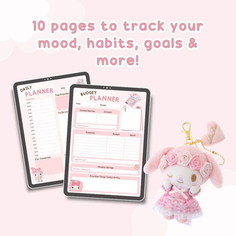 Cute Pink Digital Planner Kawaii Goodnotes Journal With Daily Weekly ...