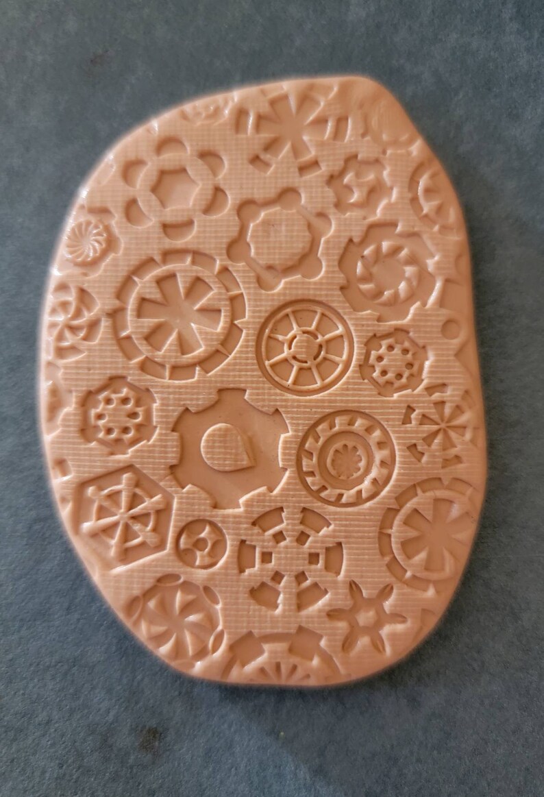 Cabtopia| Cogs |~3x4 in Texture Mat for Clay| Clay Pattern Stamps ...