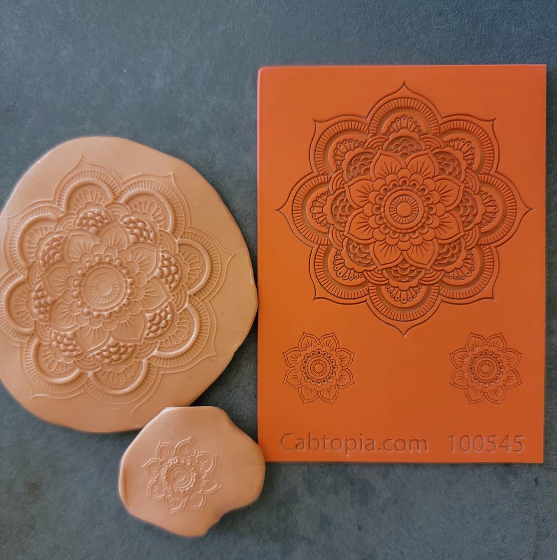 Cabtopia| Mandala |~3x4 in Texture Mat for Clay| Clay Pattern Stamps ...