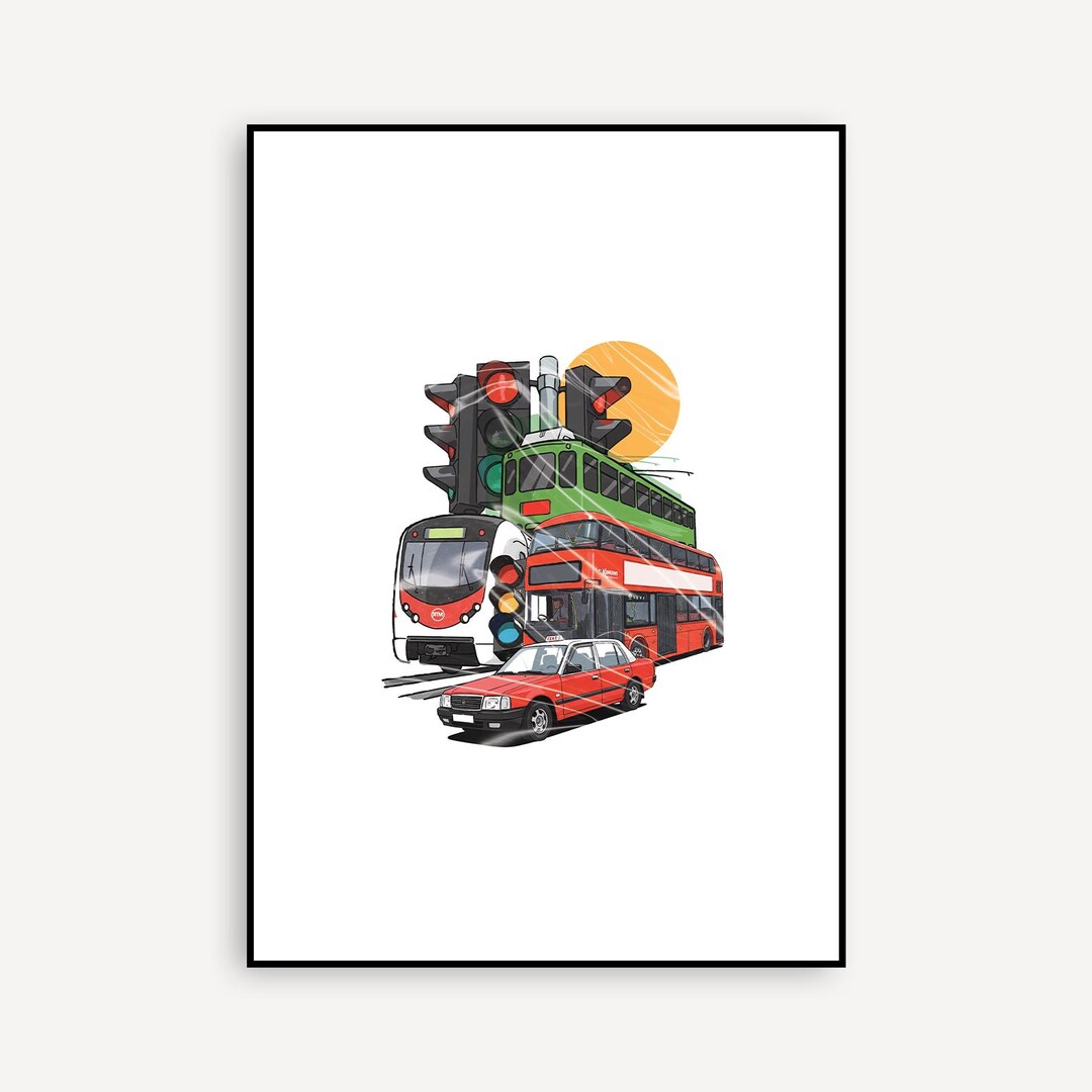 Hong Kong Transportation Illustration – Digital Download Printable Wall ...