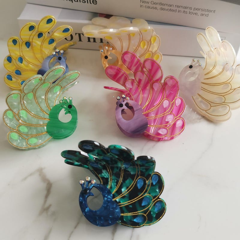 Hair Claw Peacock - Etsy UK