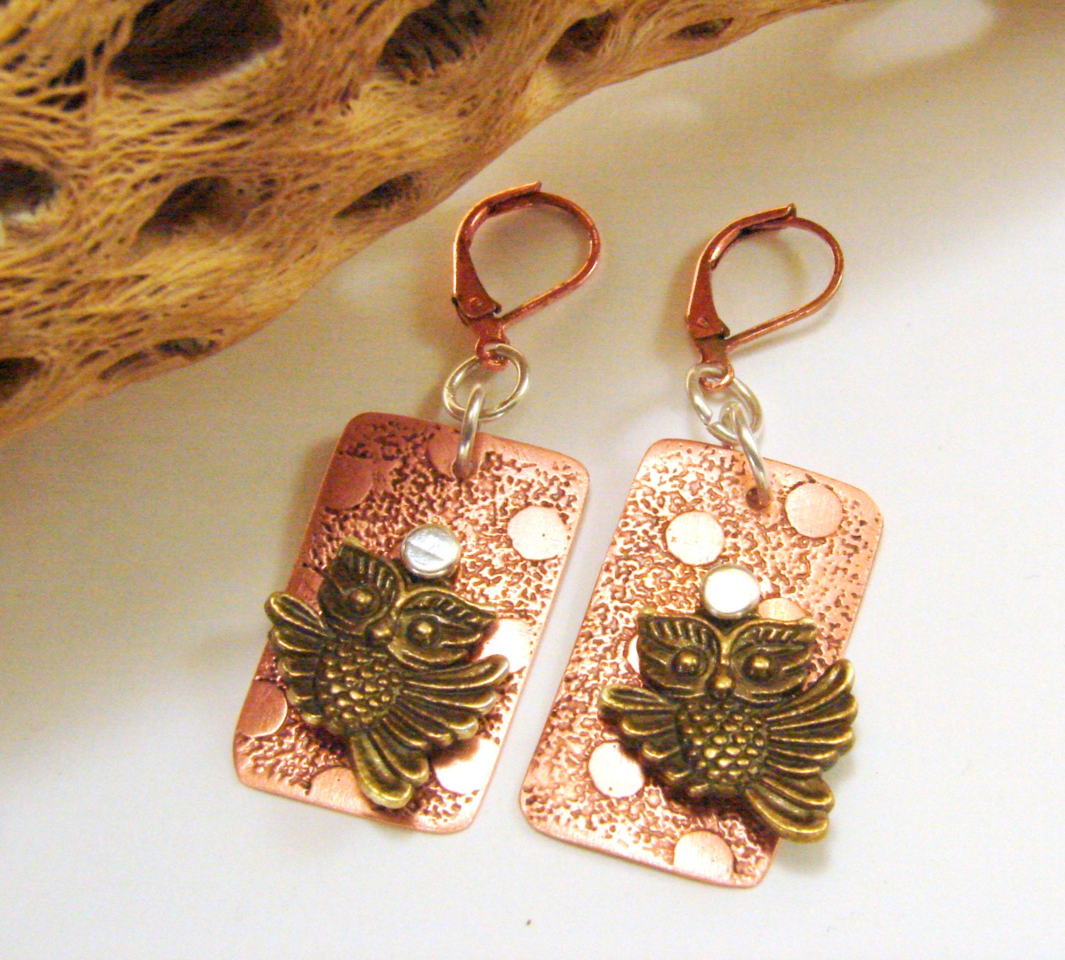 Mixed Metals Copper Antique Brass Silver Riveted Owl to | Etsy