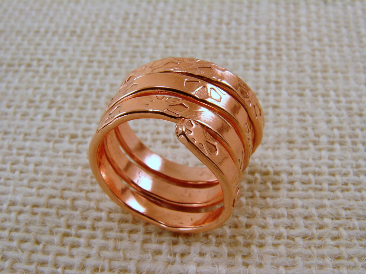 Hand Textured Copper Ring any size hand stamped copper | Etsy