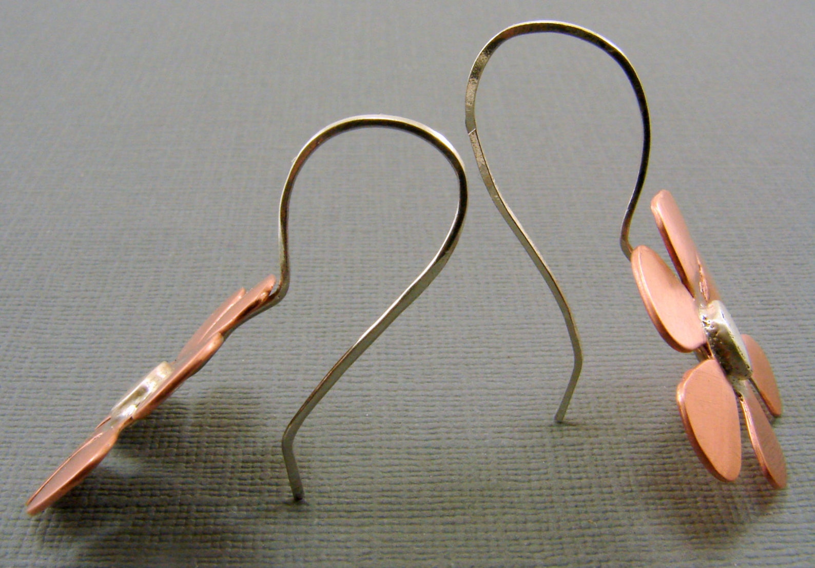 Copper and Sterling Silver Mixed Metal Flower Earrings | Etsy