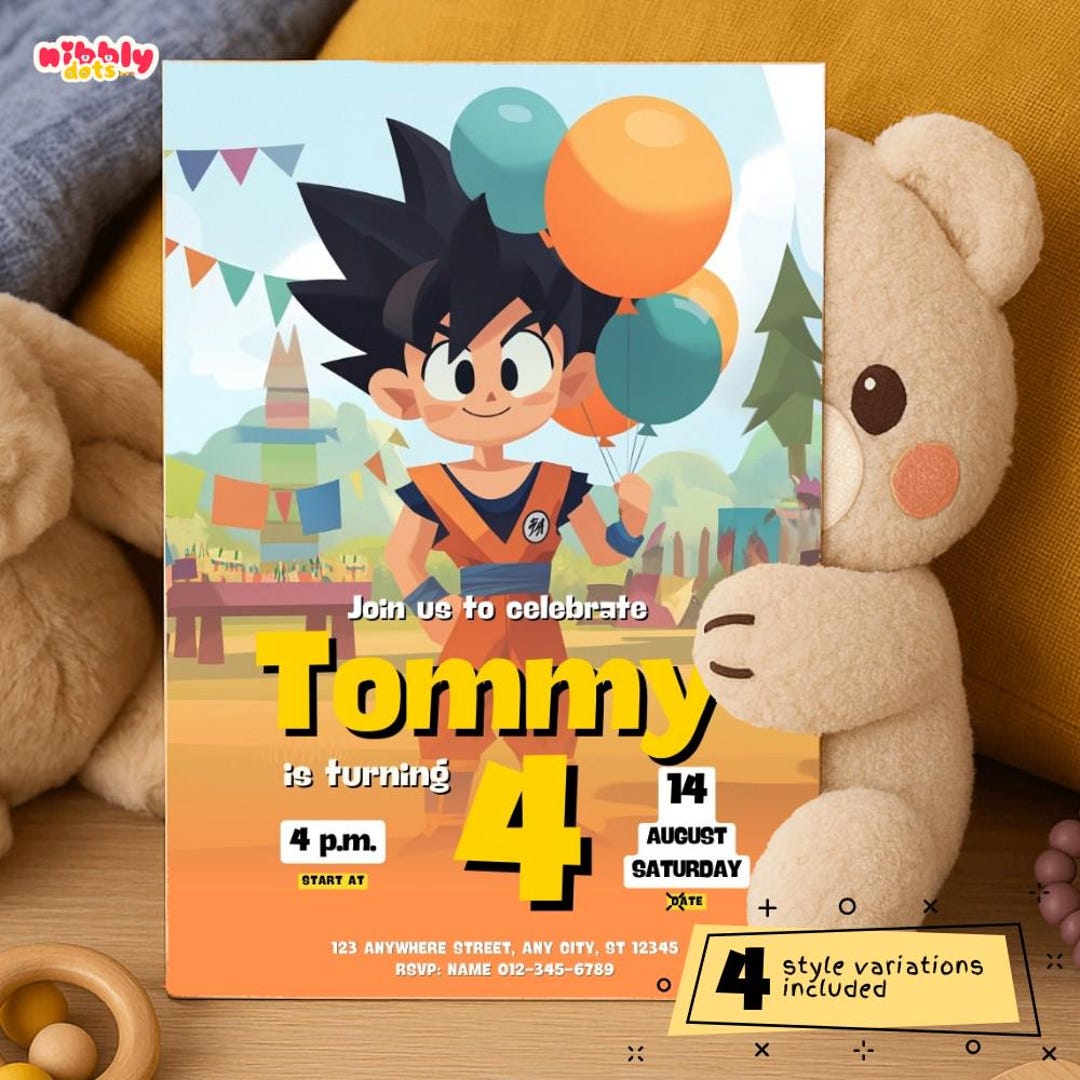 Goku (dragon Ball) Birthday Party Invitation Template – Printable ...