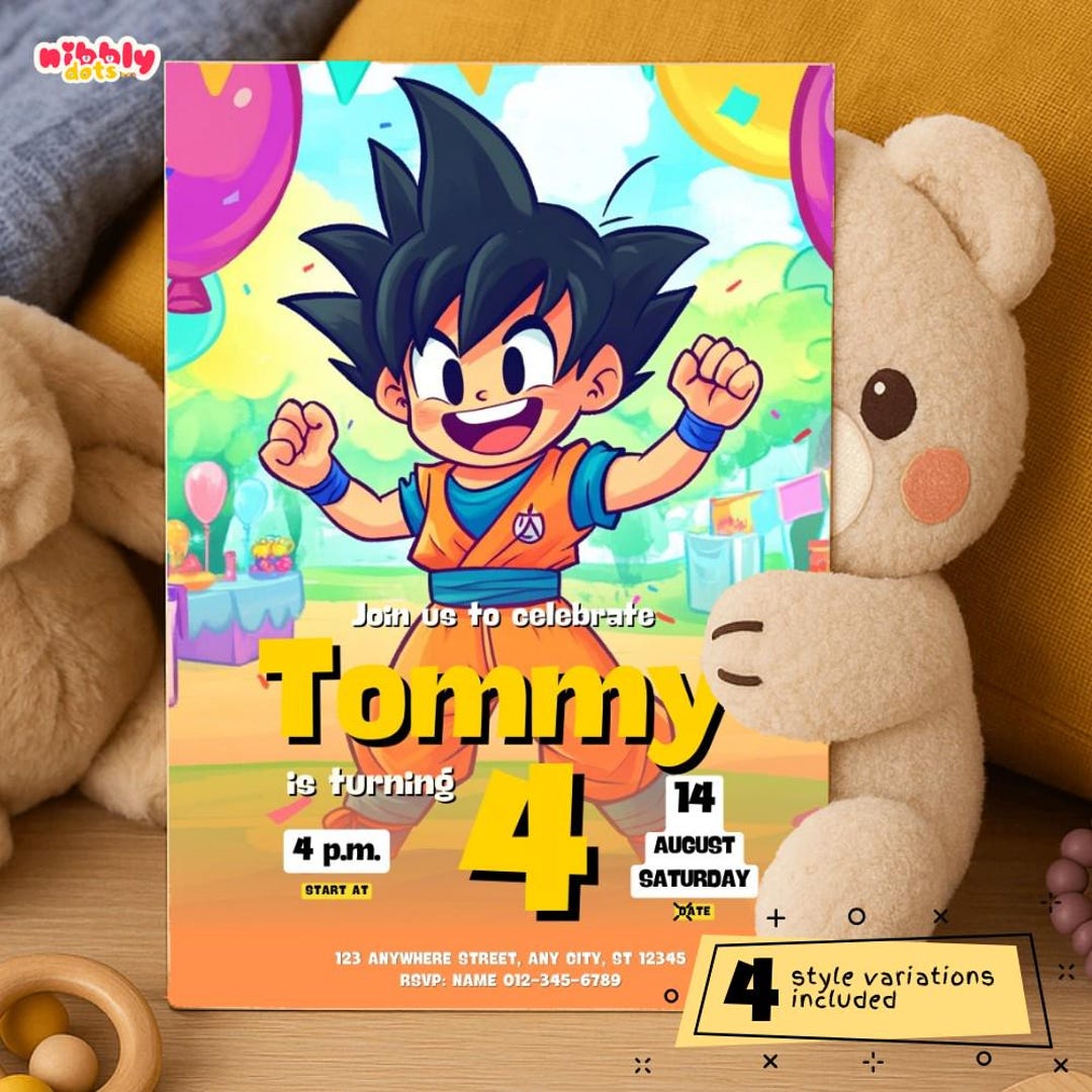 Goku (dragon Ball) Birthday Party Invitation Template – Printable ...