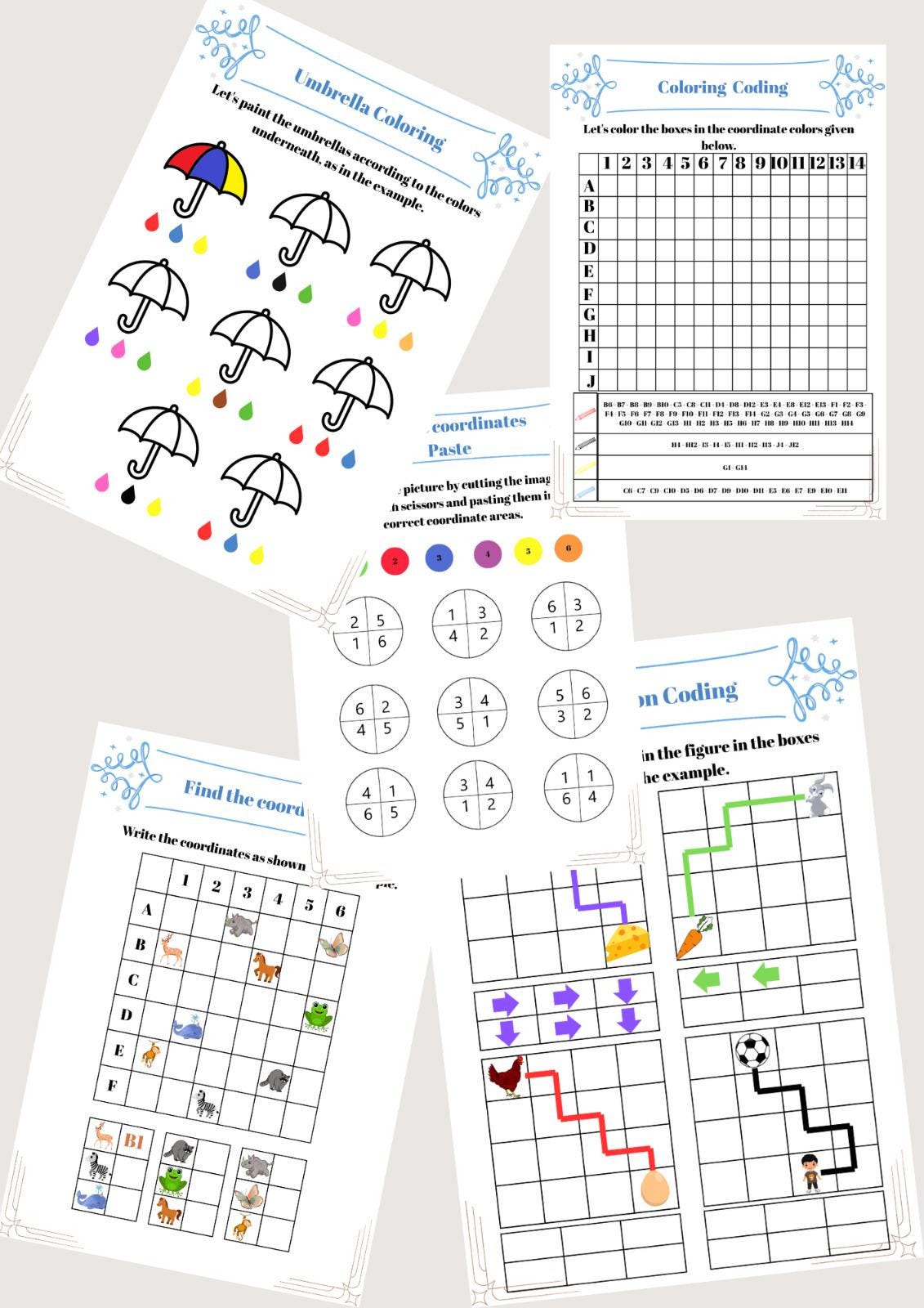 Printable Logic and Coding Games for Kids | Coordinate Grid Worksheets ...