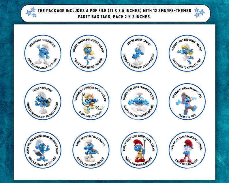 Smurfs Party Printable Bundle – Handwritten Invitation, Thank You Card ...