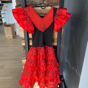 Red Black Flamenco Dress: Spanish Ruffle Dance Costume - Size 5-6 Year ...