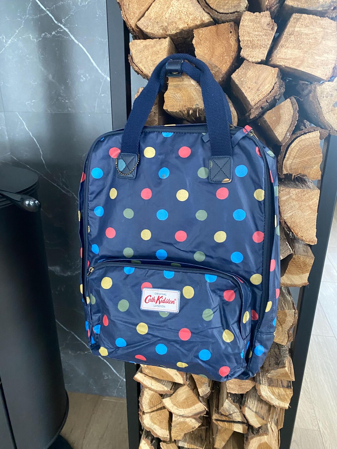 Cath Kidston Dark Blue Polka Dot Backpack Multicolour Spots School ...