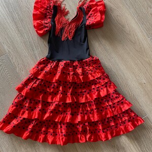 Red Black Flamenco Dress: Spanish Ruffle Dance Costume - Size 5-6 Year ...