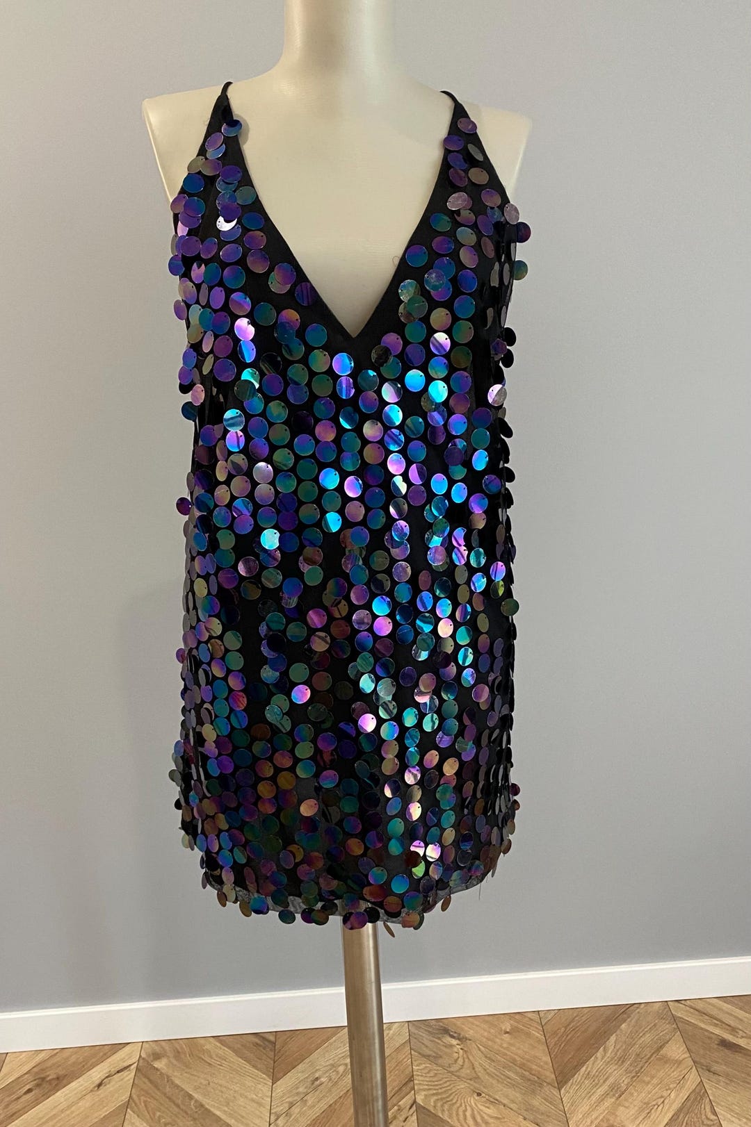 Vintage-inspired Sequin Party Dress – Black Mesh Mini Dress ...