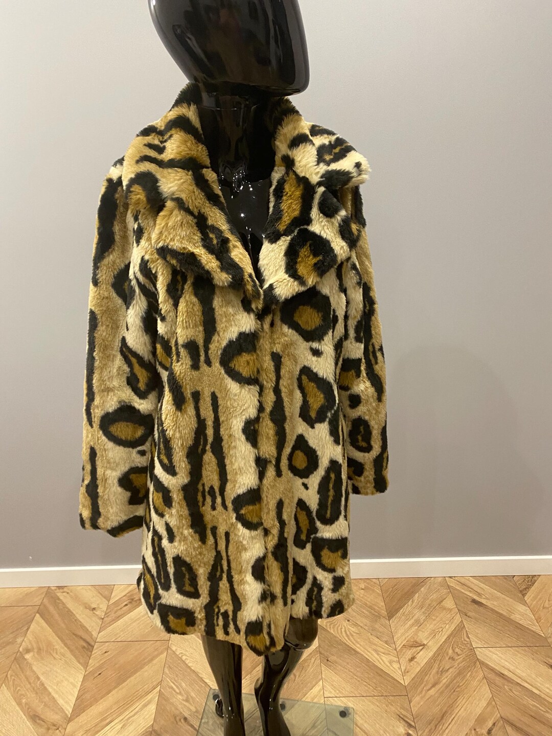 Faux Fur Leopard Print Coat Womens Leopard Fur Jacket UK12 US10 EU40 ...