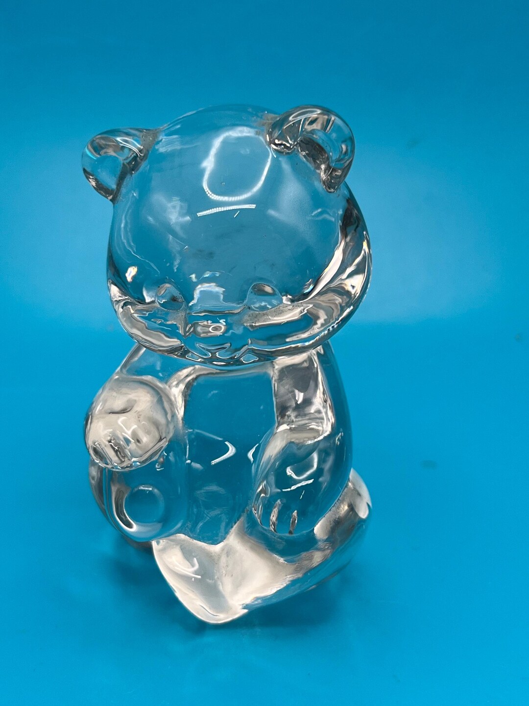 FENTON Art Glass Crystal Clear BEAR Figurine - Etsy