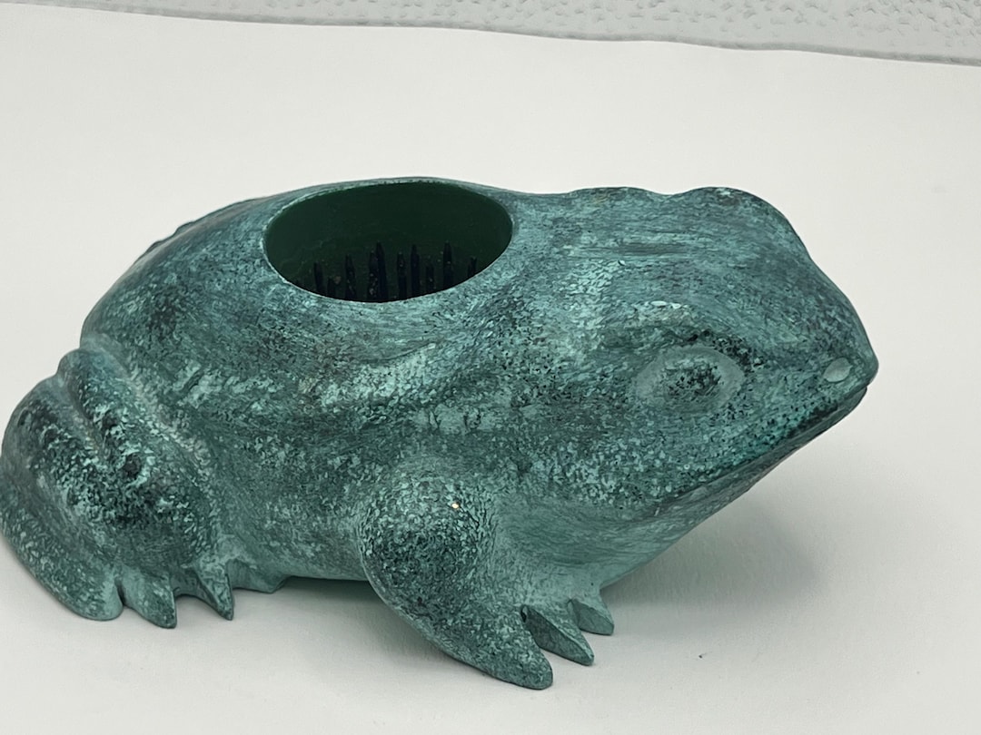 Heavy Ceramic Green Frog With Metal Flower Frog Insert G4 - Etsy