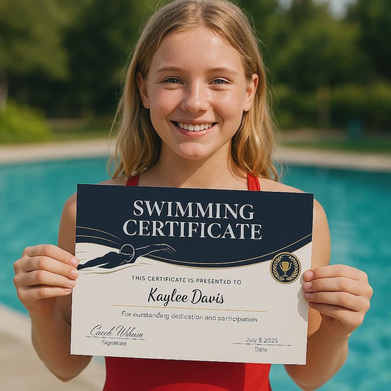 Swim Certificate Template Printable | Swimming Award Certificate ...