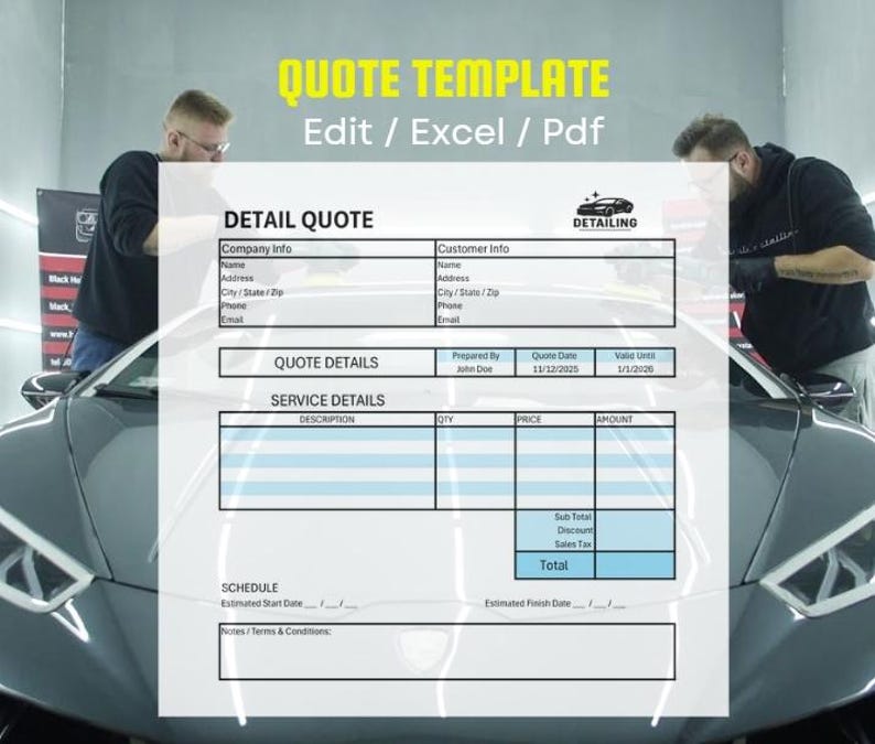 Auto Detailing Business Template | Car Wash & Mobile Detailer Forms ...