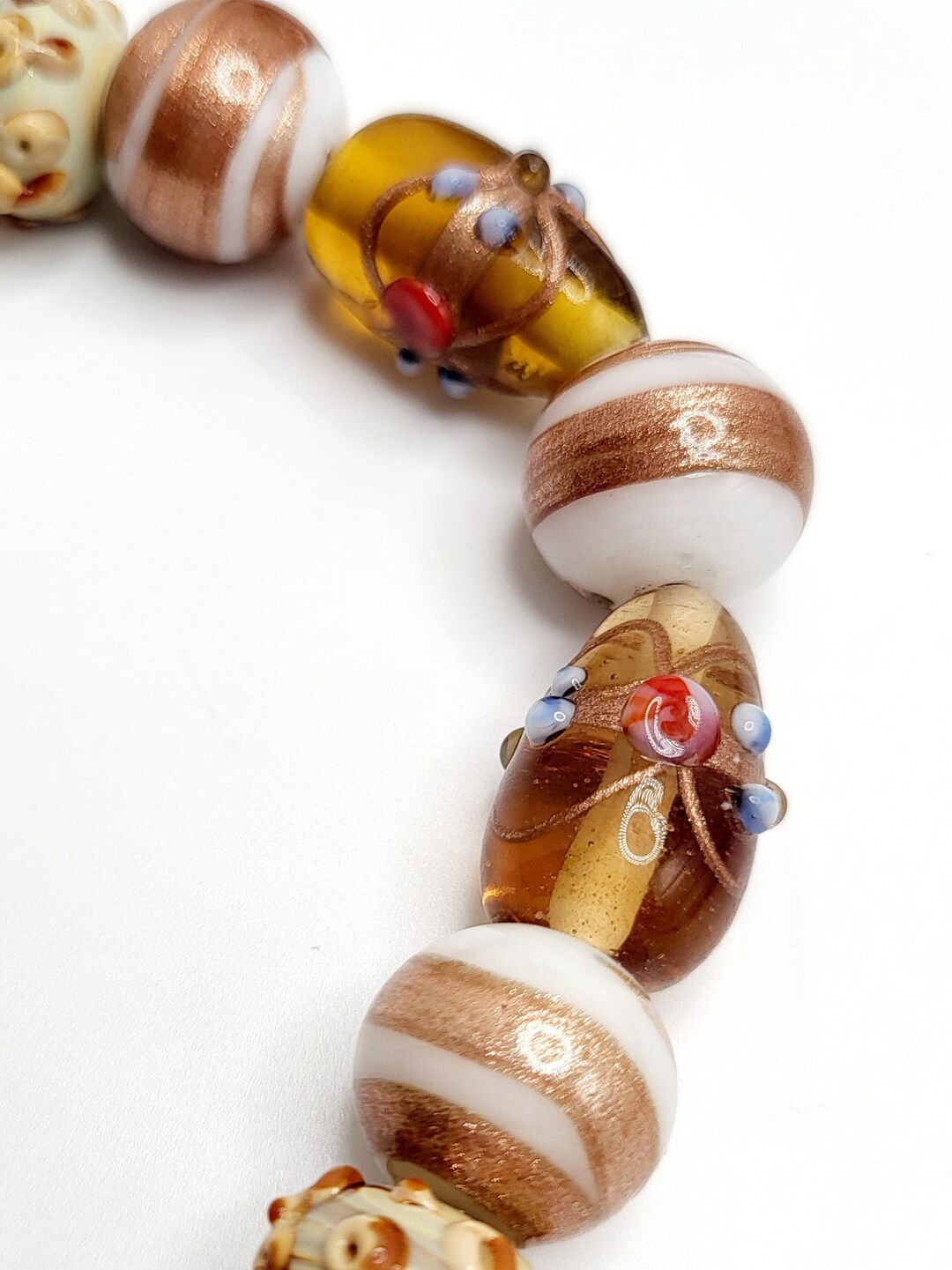 Victorian Lampwork Glass Beads: Gold, Bronze, and White (9) - Etsy