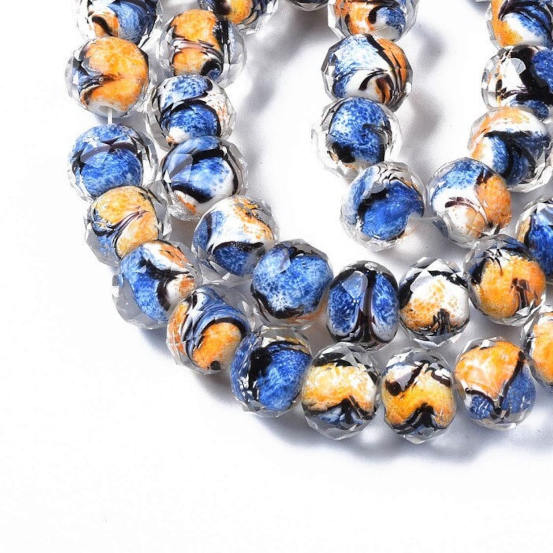NEW Beautiful Blue and Orange Abacus Lamp Work Beads 11.5 MM - Etsy