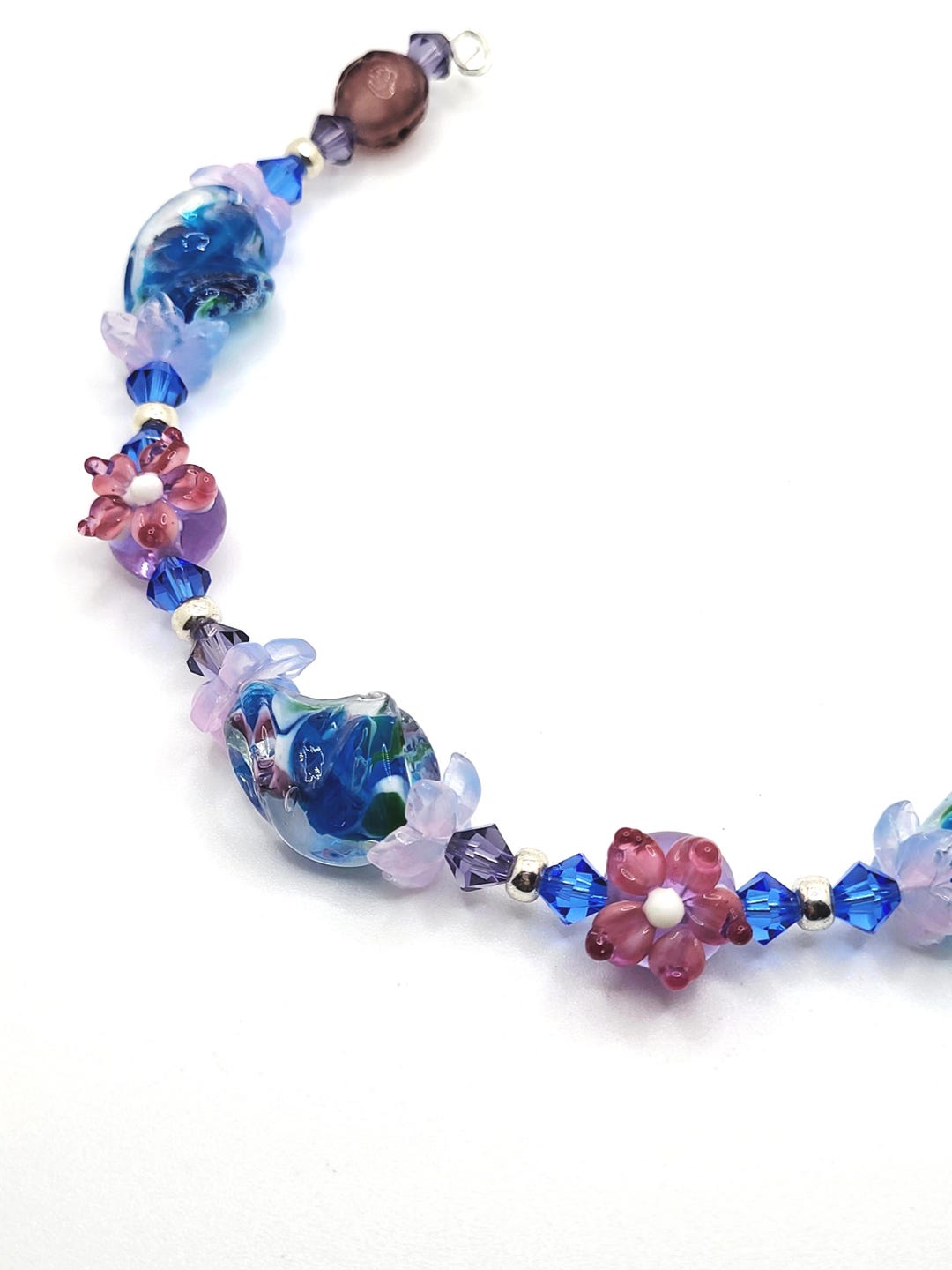 Blue and Purple Wavy Lamp Work Glass Designer Strand 7.5": Tanzanite ...