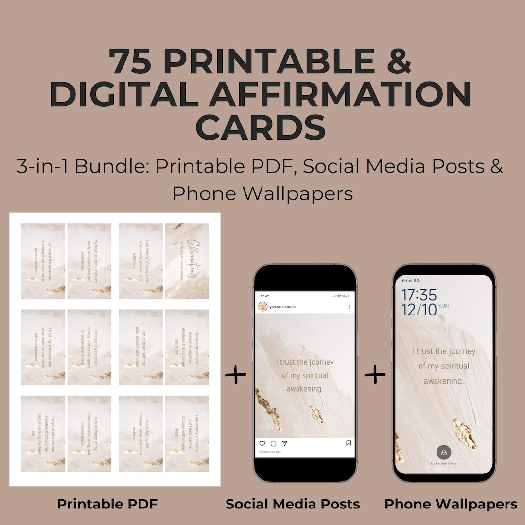 75 Self-love Affirmation Cards, Healing & Abundance (digital Download ...