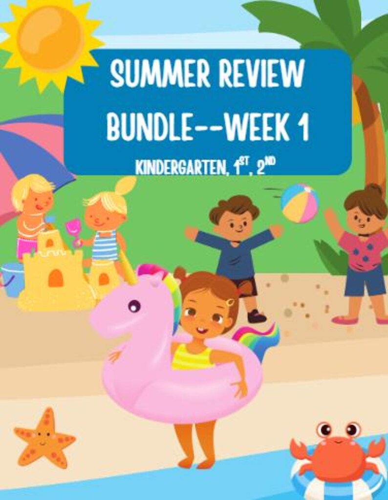 Editable Summer Review Packet--week#1--kindergarten, 1st Grade, 2nd ...