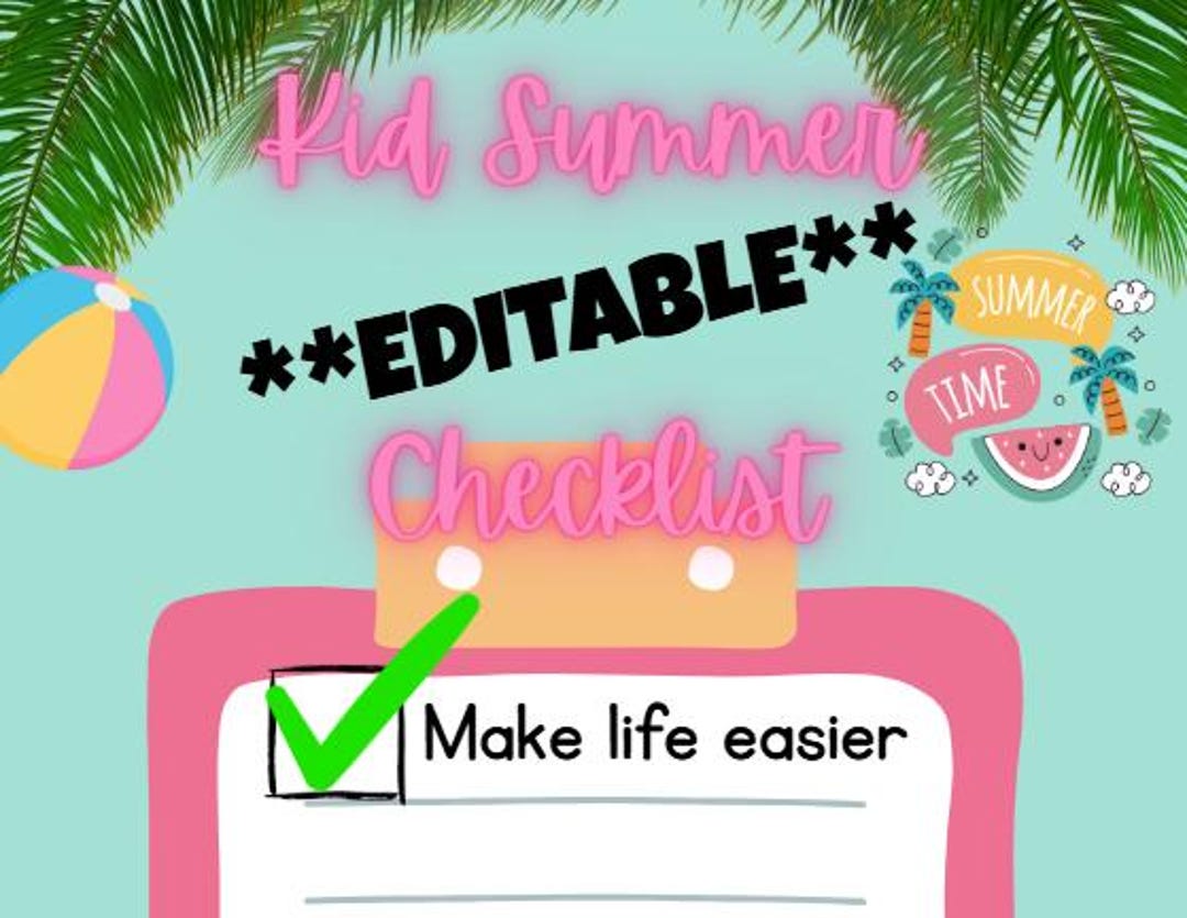 Editable Summer Chore Checklist Printable - Etsy