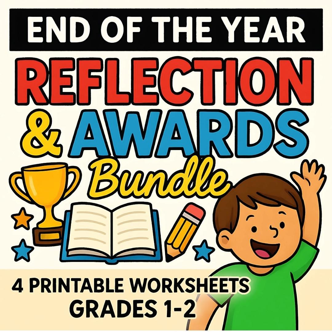 End-of-year Reflection & Awards Bundle – 4 Printable Worksheets for ...