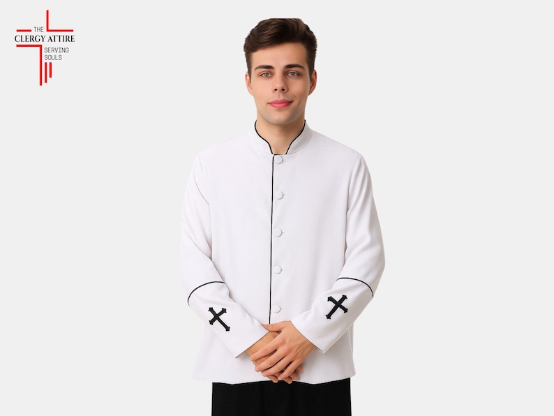 Stylish Black Preacher Clergy Jacket With Golden Trim | Clergy Jacket ...