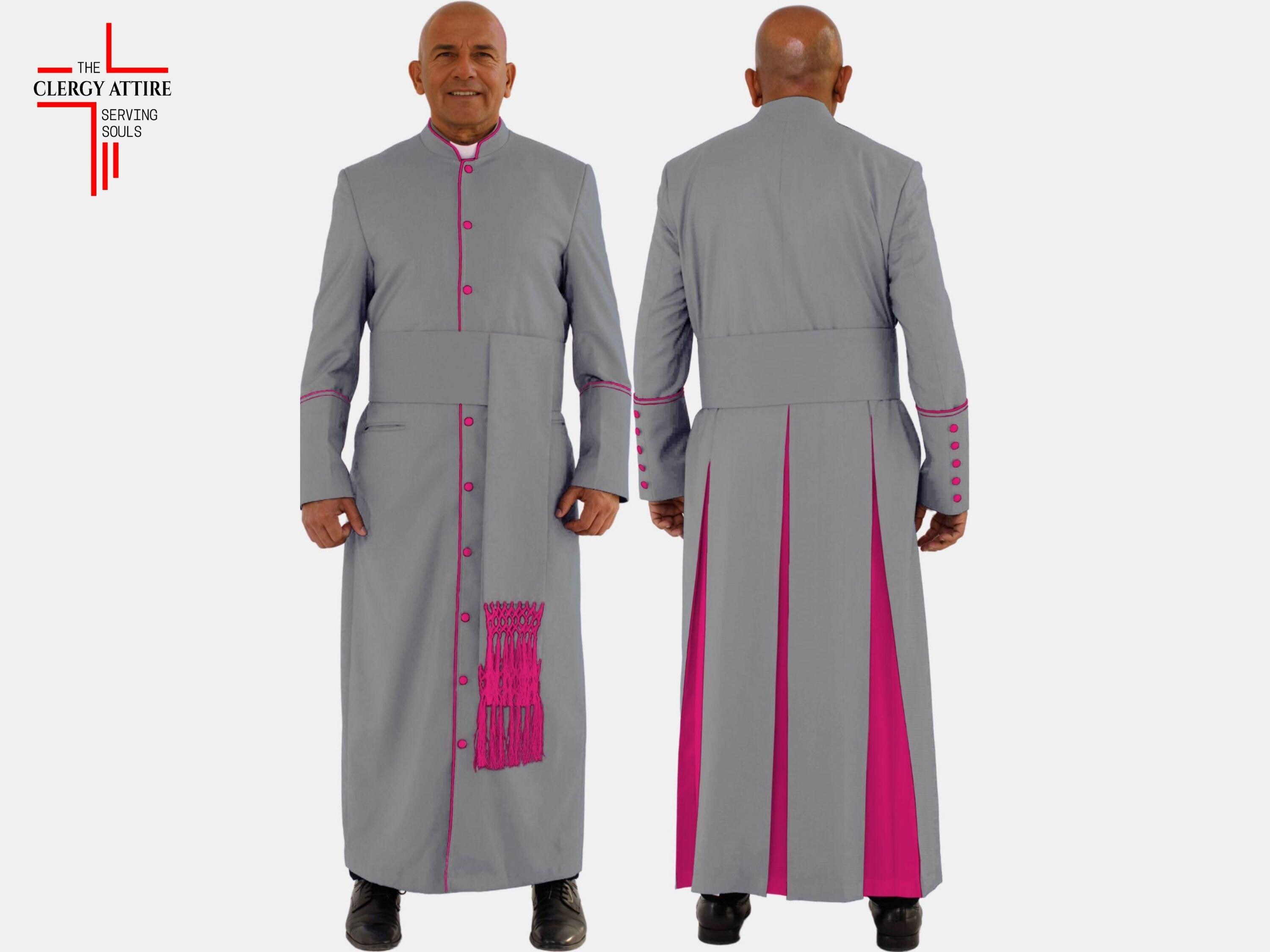 Clergy Robe for Men – Gray Clergy Design in Different 6 Colors Contrast ...