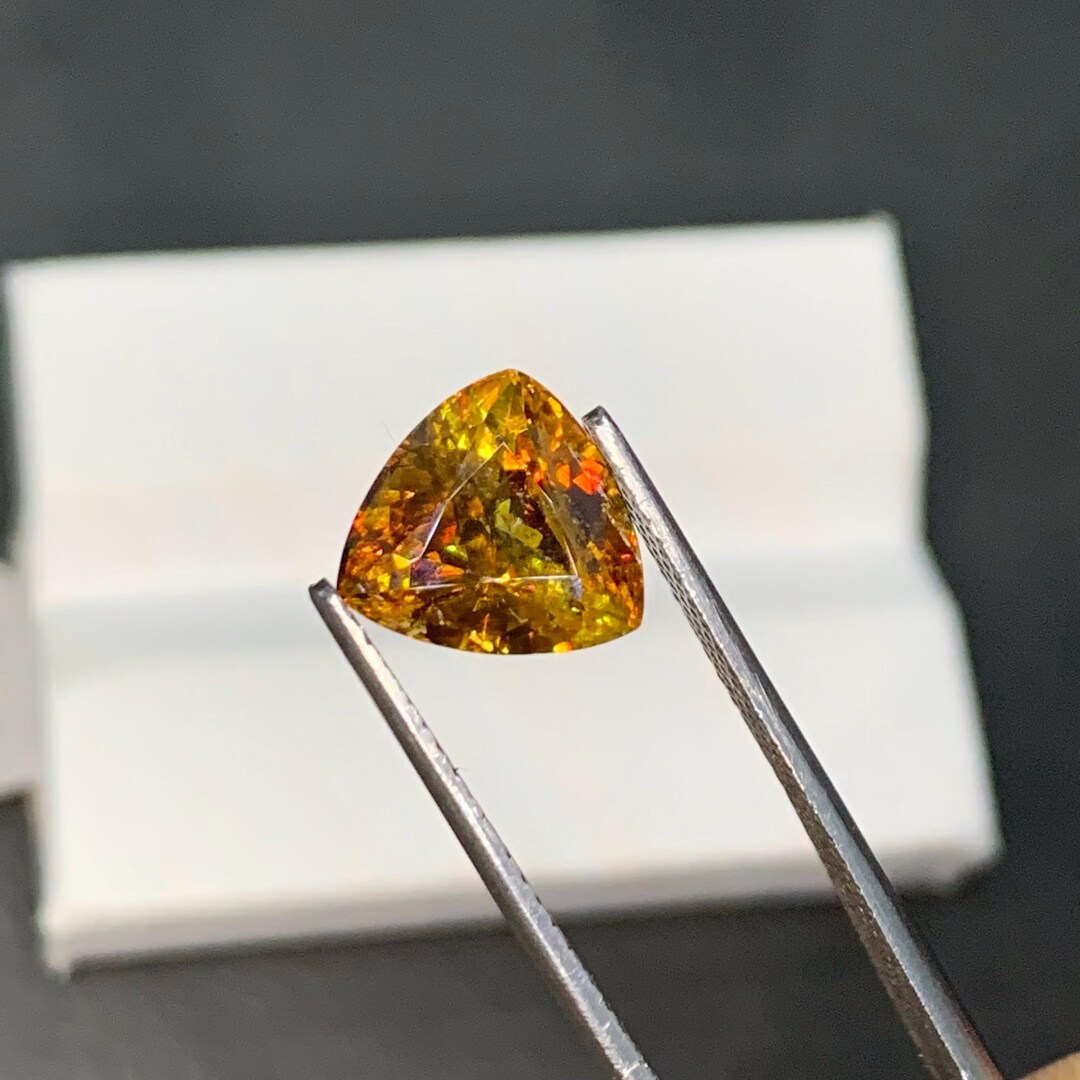 2.75 Ct Trillion Cut Sphene Rare Titanite Gemstone: Exceptional Fire - Etsy