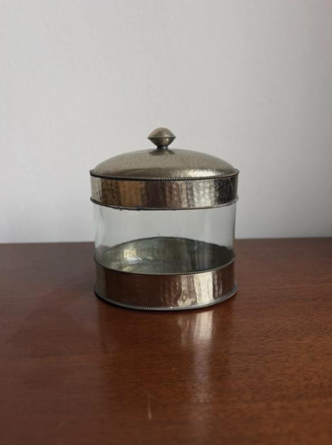 Moroccan Vintage Pot Trinket Box With Hammered Metal Lid and Silvered ...