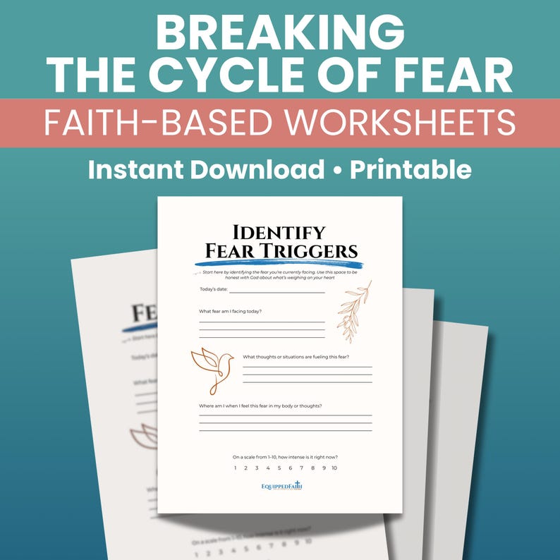 Breaking the Cycle of Fear: Printable Anxiety Worksheet, CBT Therapy ...