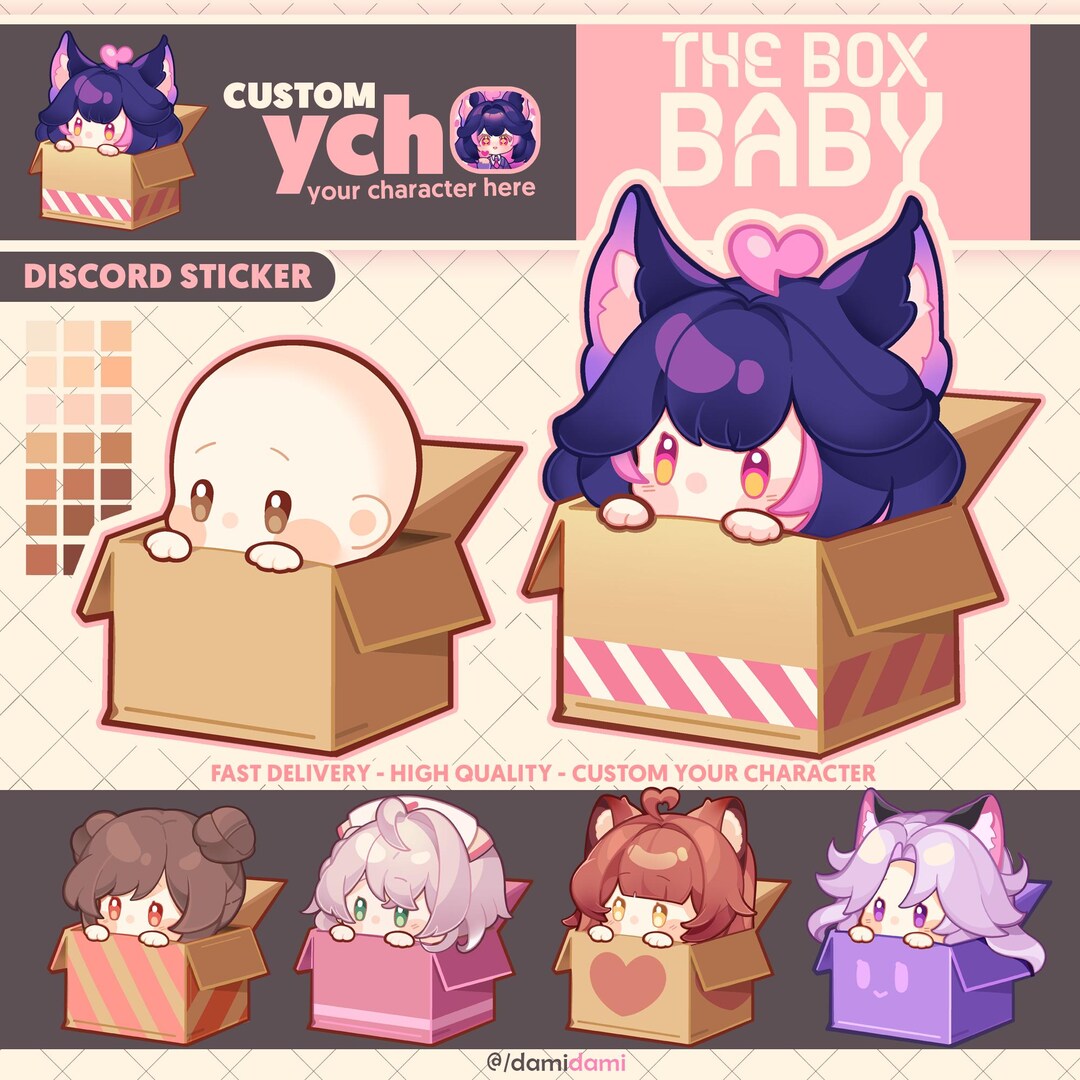 Custom YCH BOX Baby Sticker Commission | Chibi Character | Illustration ...