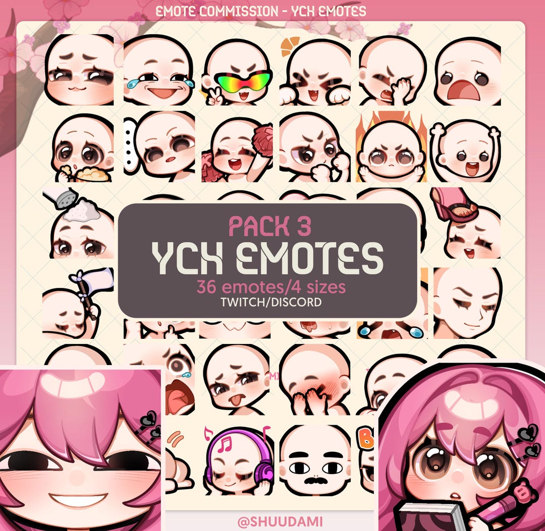 Custom YCH Twitch Emotes PACK 3 | Twitch Emote for Streamer | YCH ...