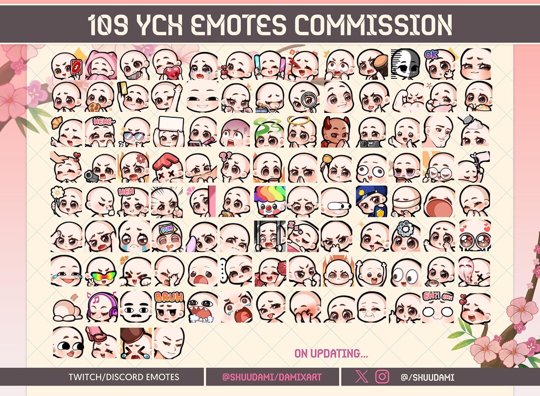 Custom HUGE 109 Emotes | Twitch Emote for Streamer | YCH Emotes ...