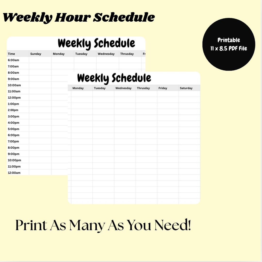 Weekly Schedule Printable | 11x8.5 Landscape Planner | Time Blocking ...